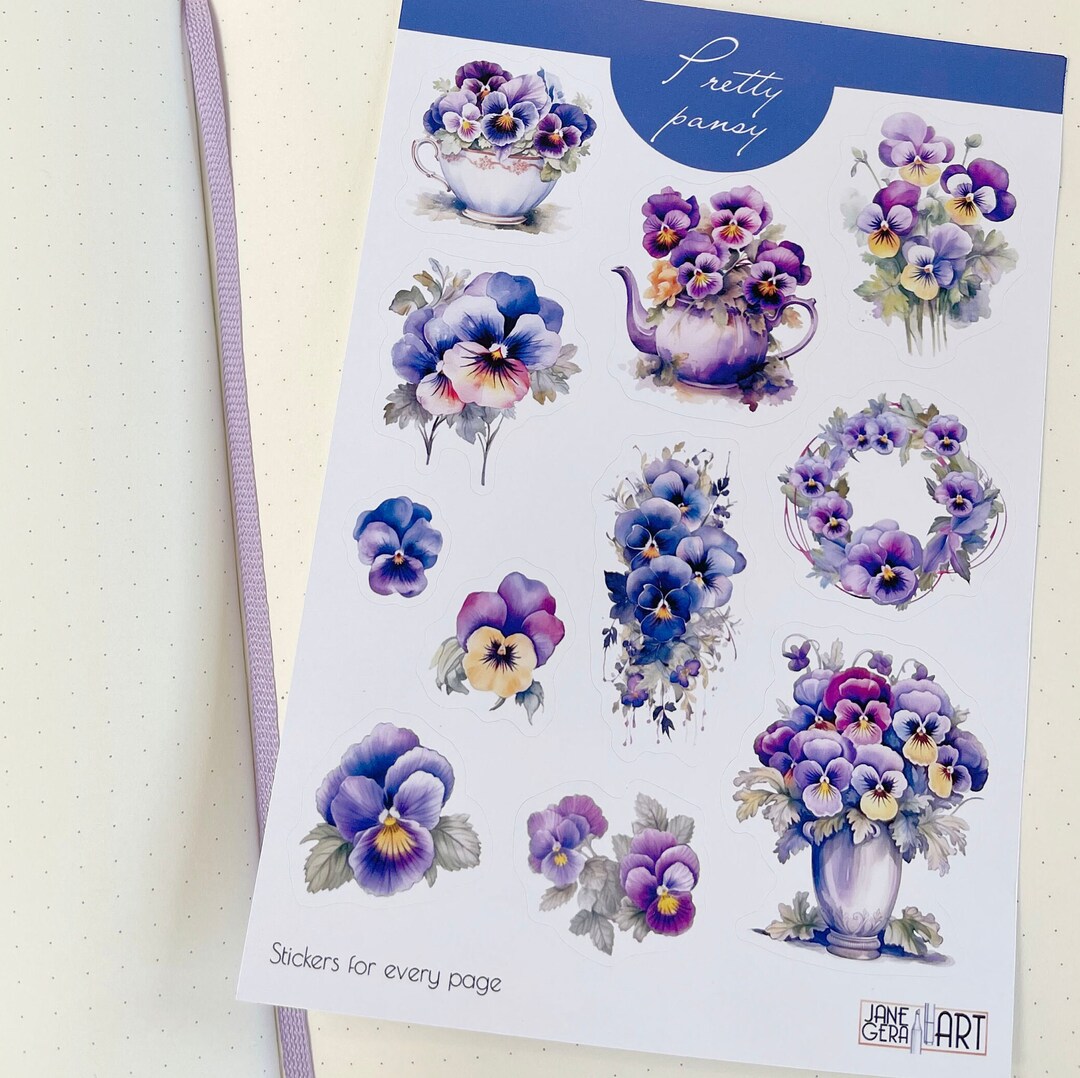 Pretty Pansy Flower Stickers Summer Planner Stickers - Etsy