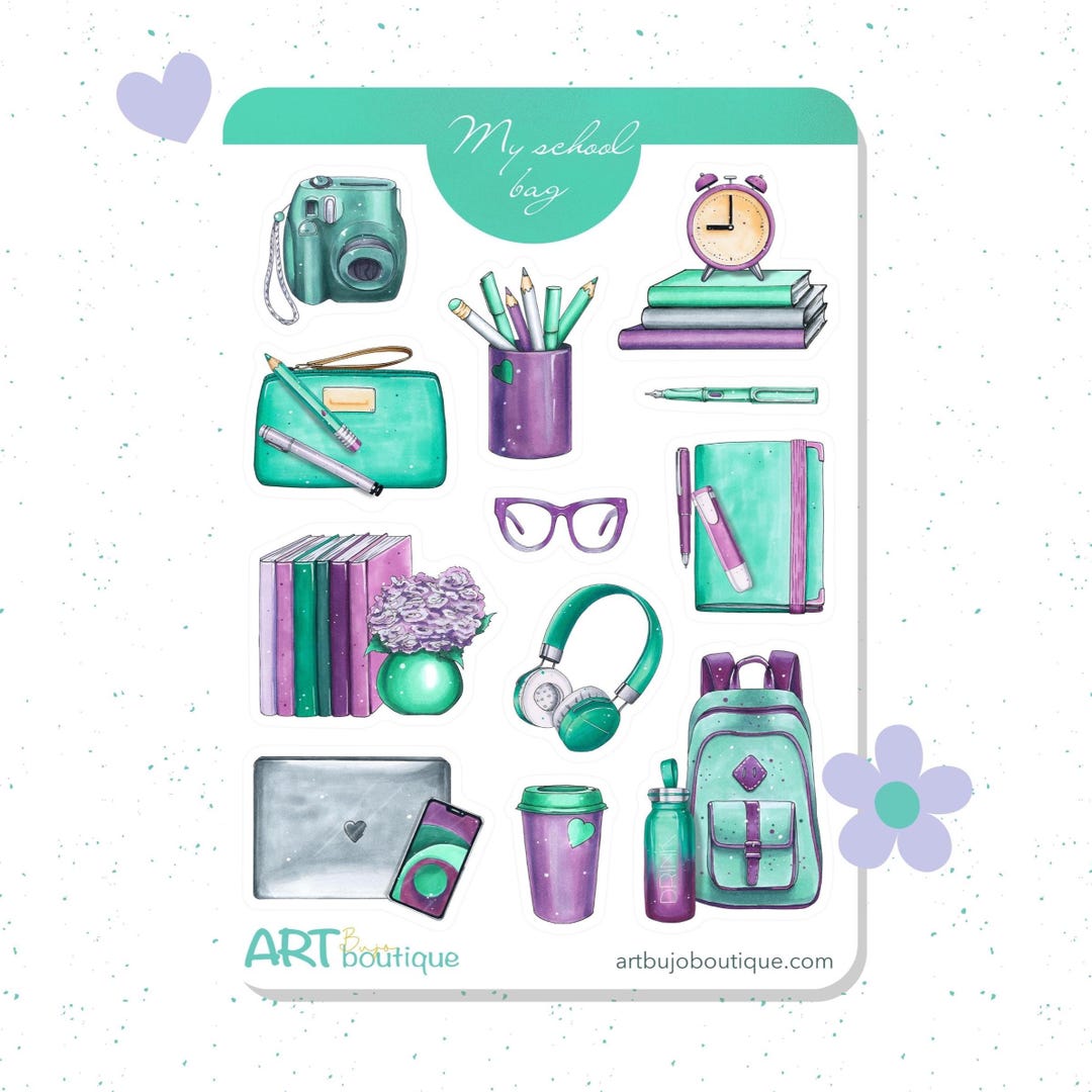 My School Bag Sticker Sheet Cute School Supplies for Planners - Etsy