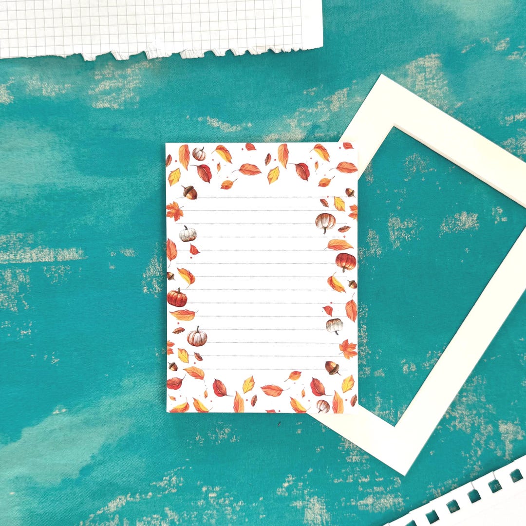 Golden Harvest A6 Notepad | Autumn Writing Pad for Cozy Seasonal Notes ...