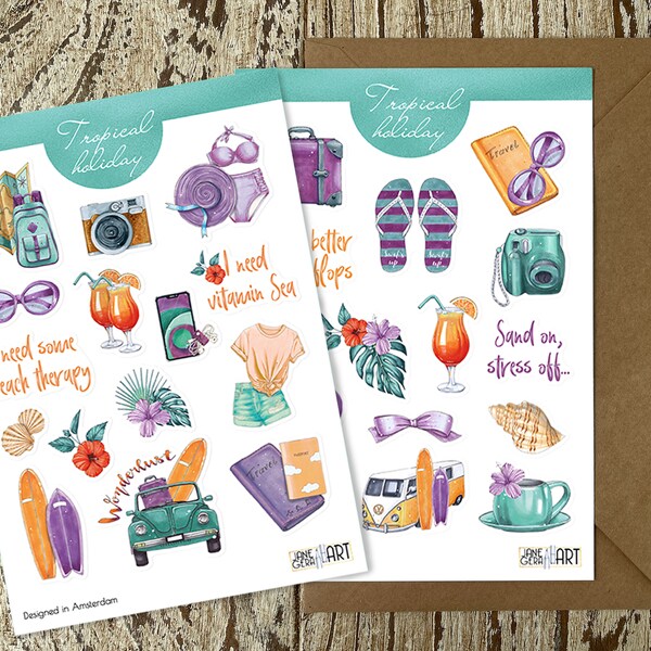 Tropical Scrapbook Stickers - Etsy