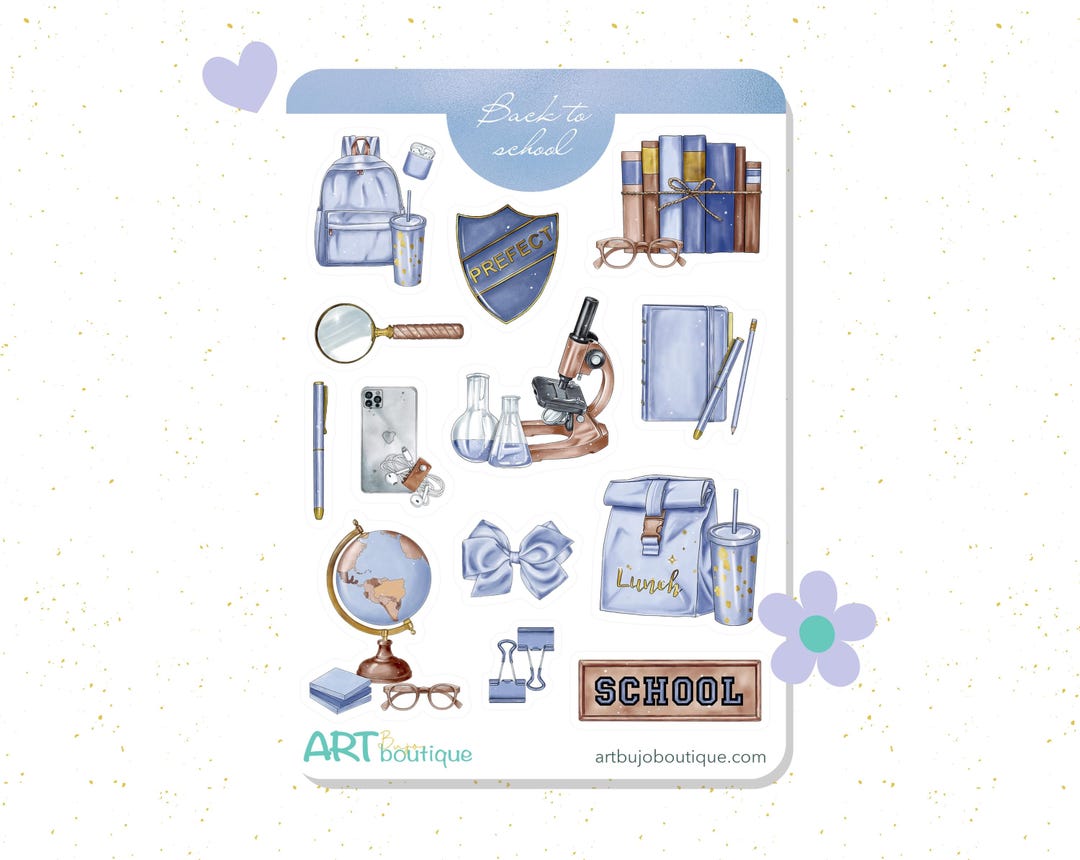 Back to School Sticker Sheet Study Stickers for Journals and Planners ...
