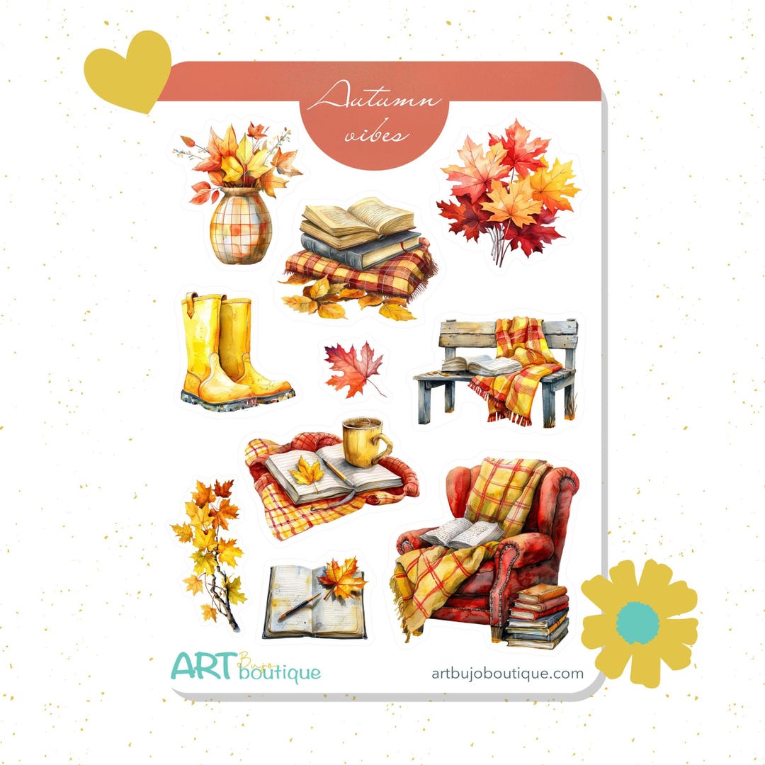 Autumn Vibes Sticker Sheet Fall Planner Stickers - Etsy