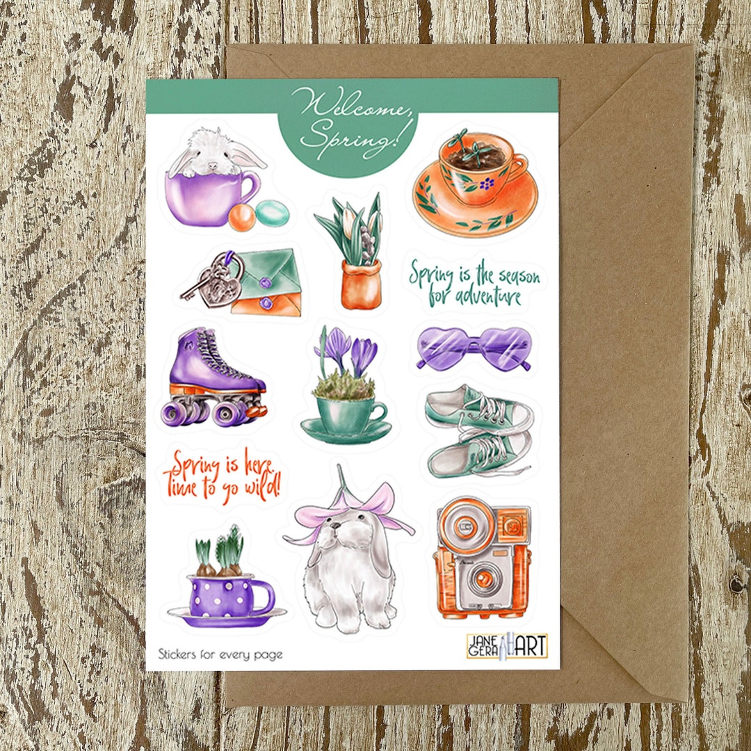 Welcome Spring Bujo Stickers Spring Flowers Stickers - Etsy