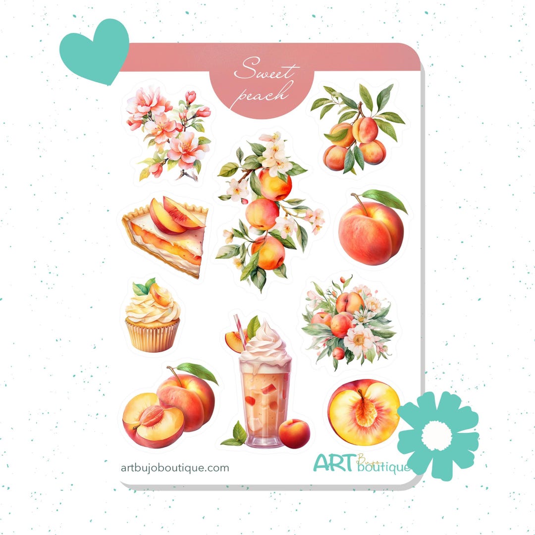 Sweet Peach Stickers Summer Fruit Planner Stickers - Etsy