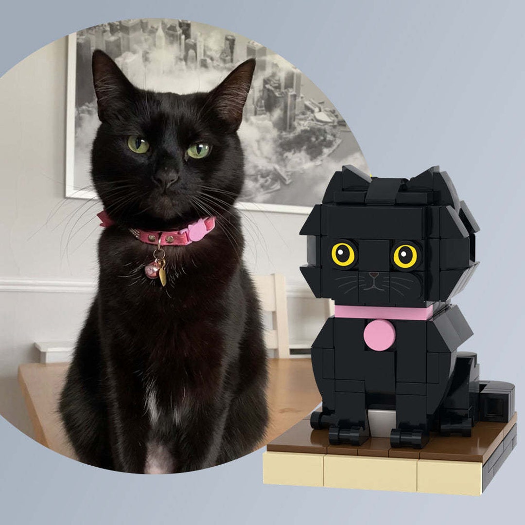 Custom Black Cat Brick Figures Fully Body Customizable 1 Cat - Etsy