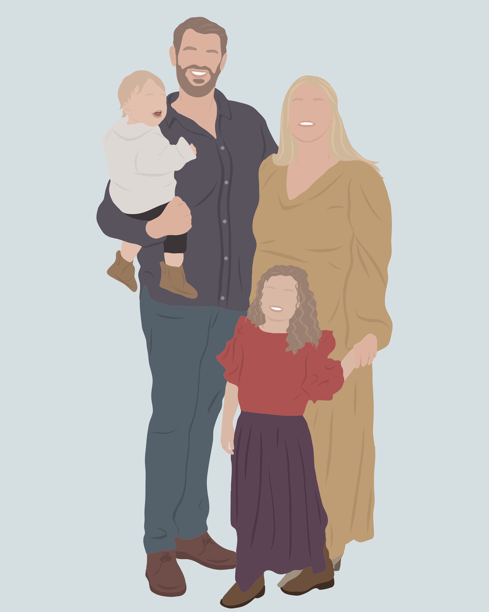 Custom Digital Family Portrait | Faceless Portrait Drawing ...