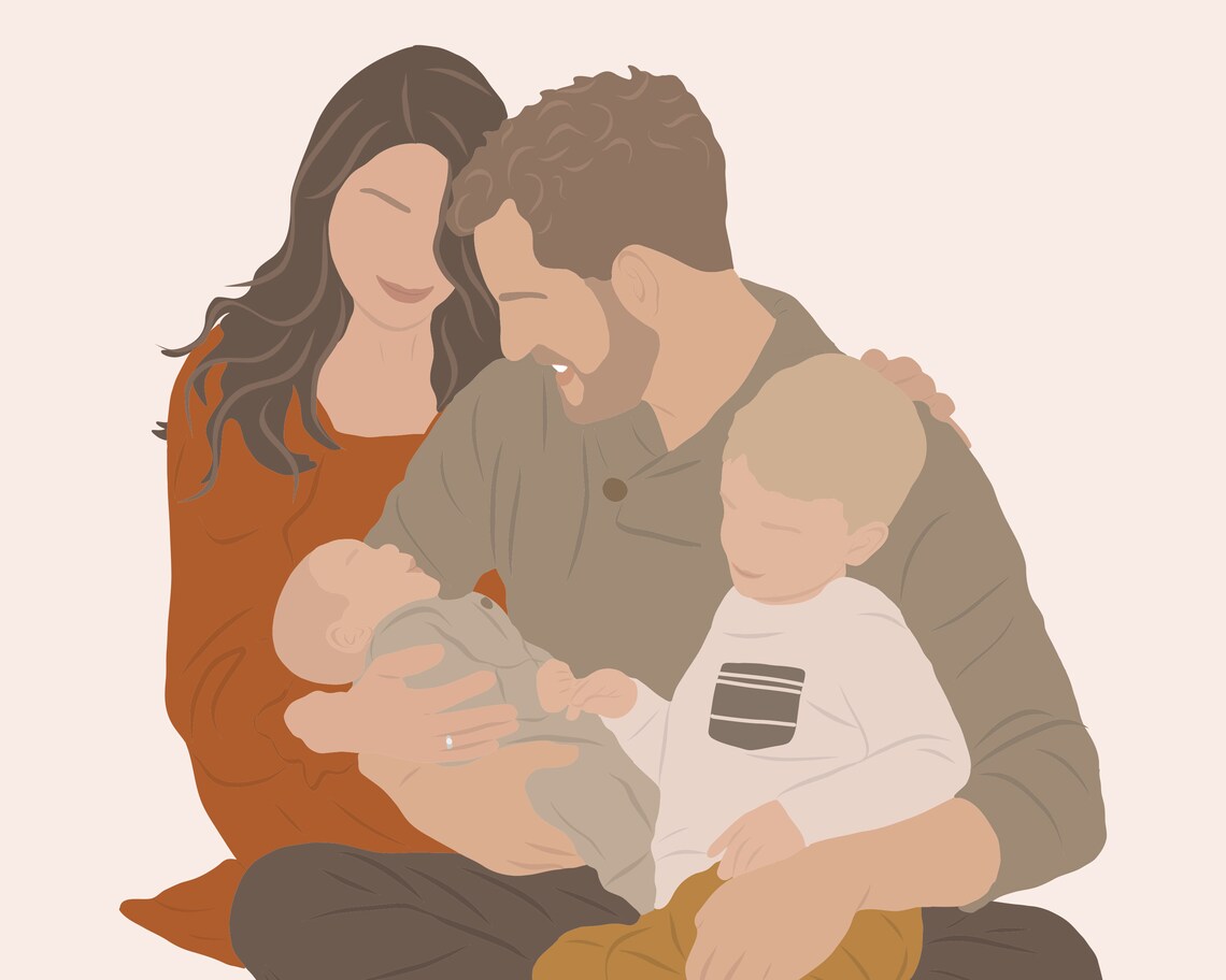 Custom Digital Family Portrait | Faceless Portrait Drawing ...