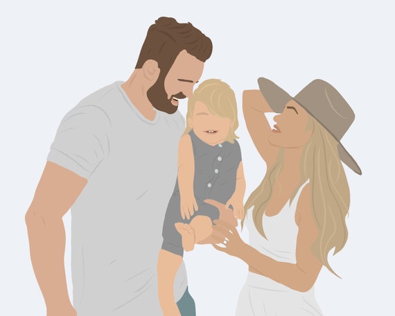 Custom Digital Family Portrait Faceless Portrait Drawing - Etsy