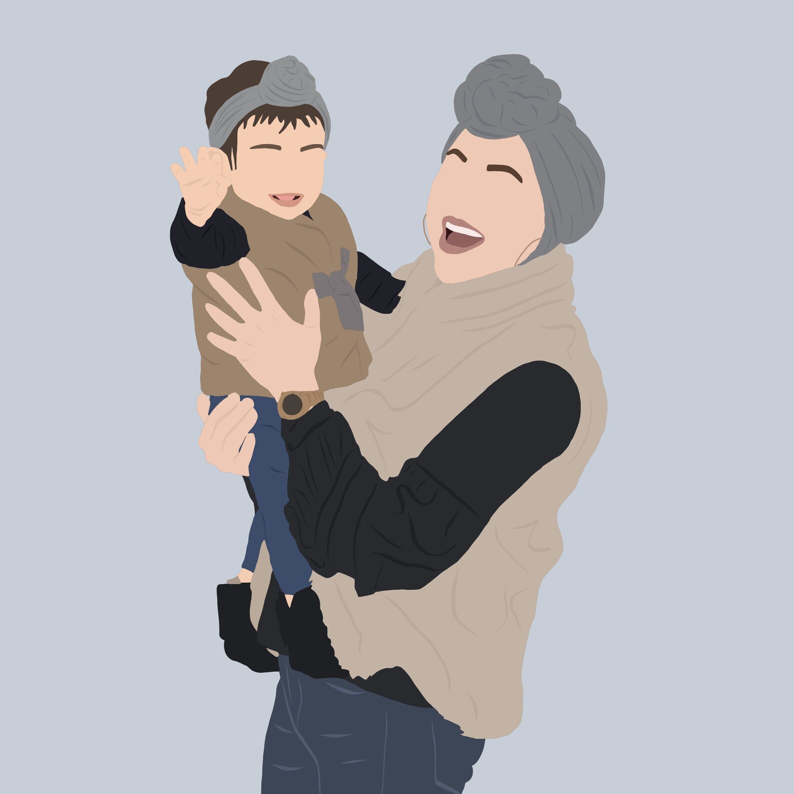 Custom Digital Family Portrait | Faceless Portrait Drawing ...