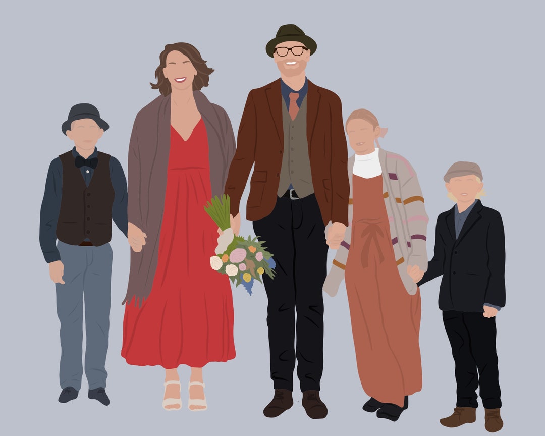 Custom Digital Family Portrait Faceless Portrait Drawing Personalized ...