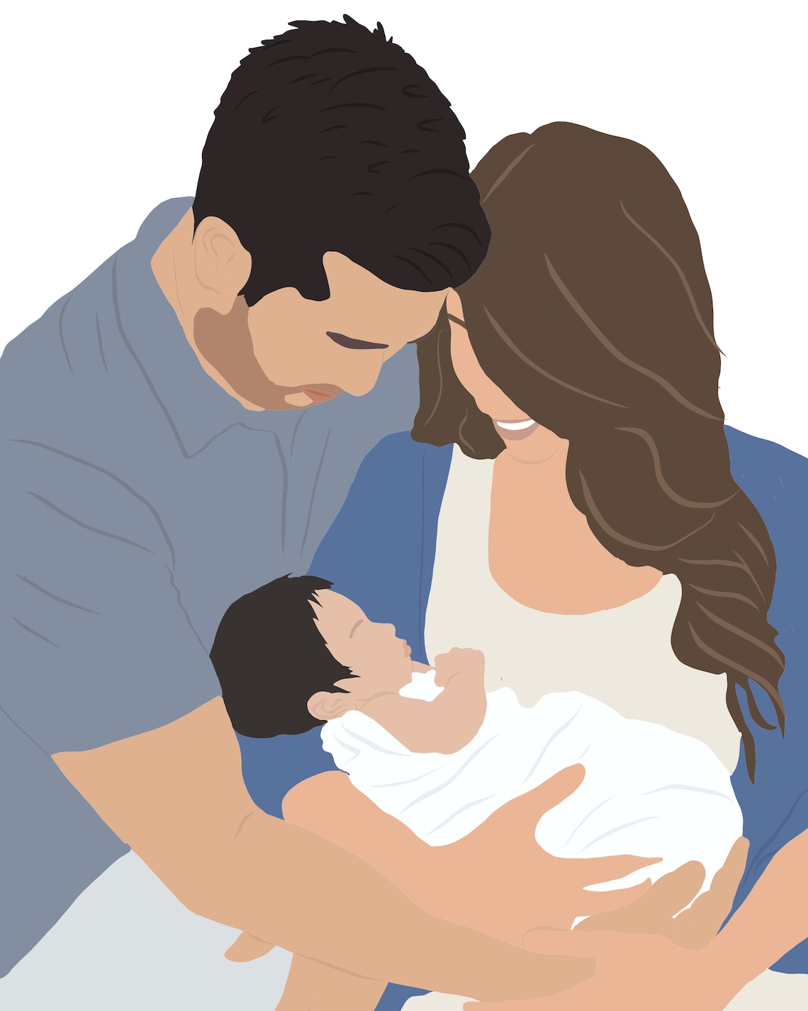 Custom Digital Family Portrait Faceless Portrait Drawing - Etsy