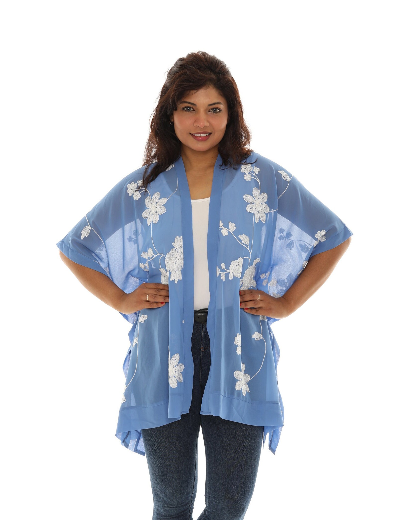 Women Sheer Floral Embroidered Open Cardigan Cover-up Boho - Etsy
