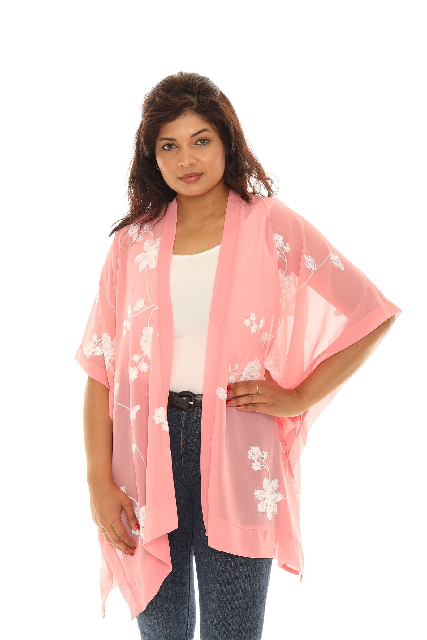 Women Sheer Floral Embroidered Open Cardigan Cover-up Boho - Etsy