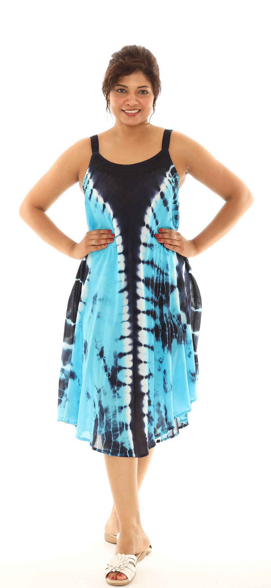 Women's Color-block Spiral Tie-dye Sleeveless Dress -PLUS Size, Boho ...