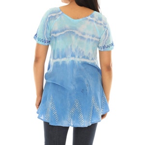 Women's Plus Embroidered Ombre Tie-dye Short Sleeves Tunic Top, Boho ...