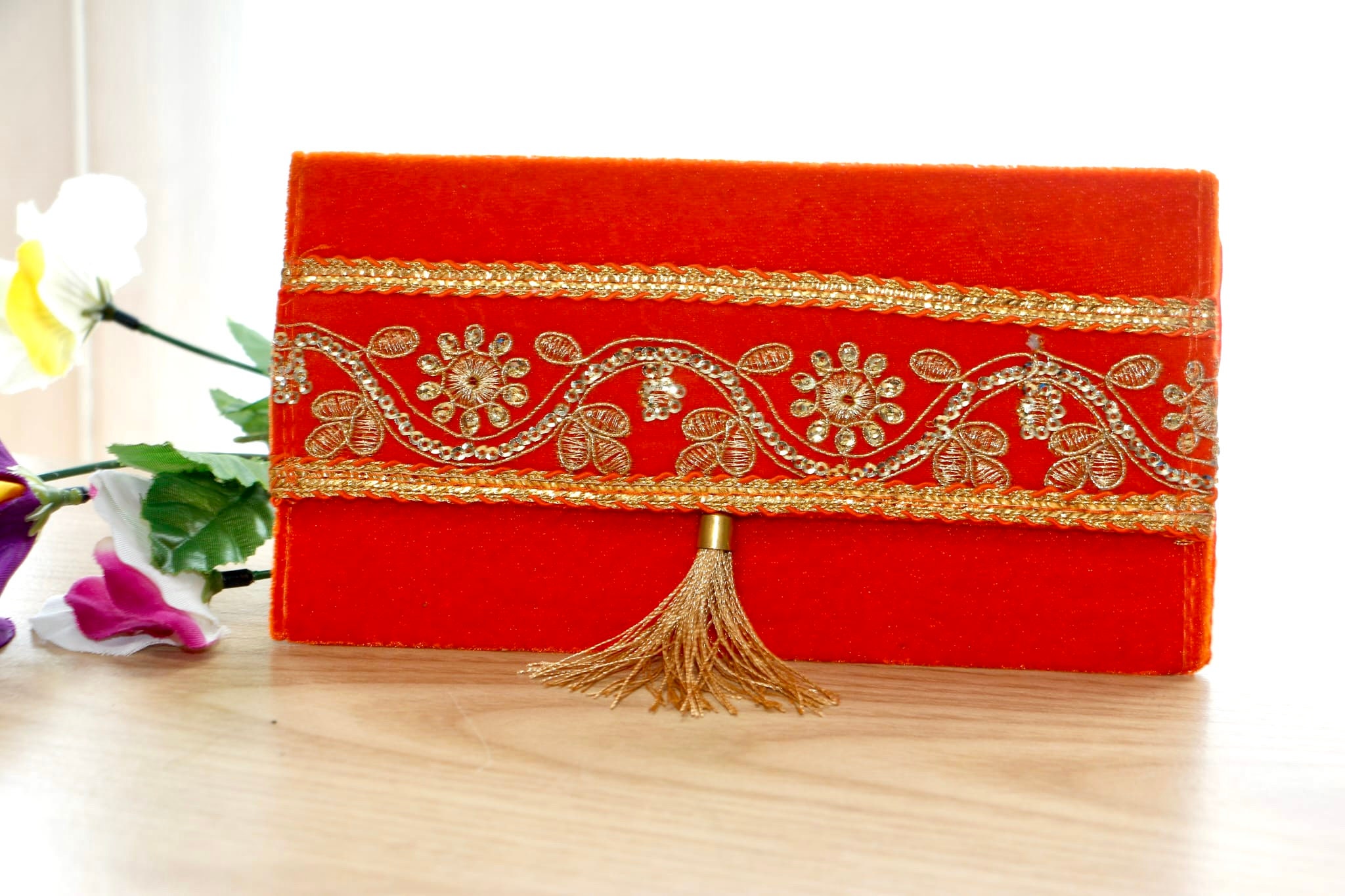 Orange & Gold Decorated Embroidery Envelope/ Money Holder/shagun ...