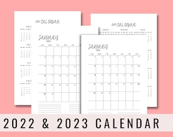 2022-2023 Monthly Calendar Landscape, Printable Calendar Template ...