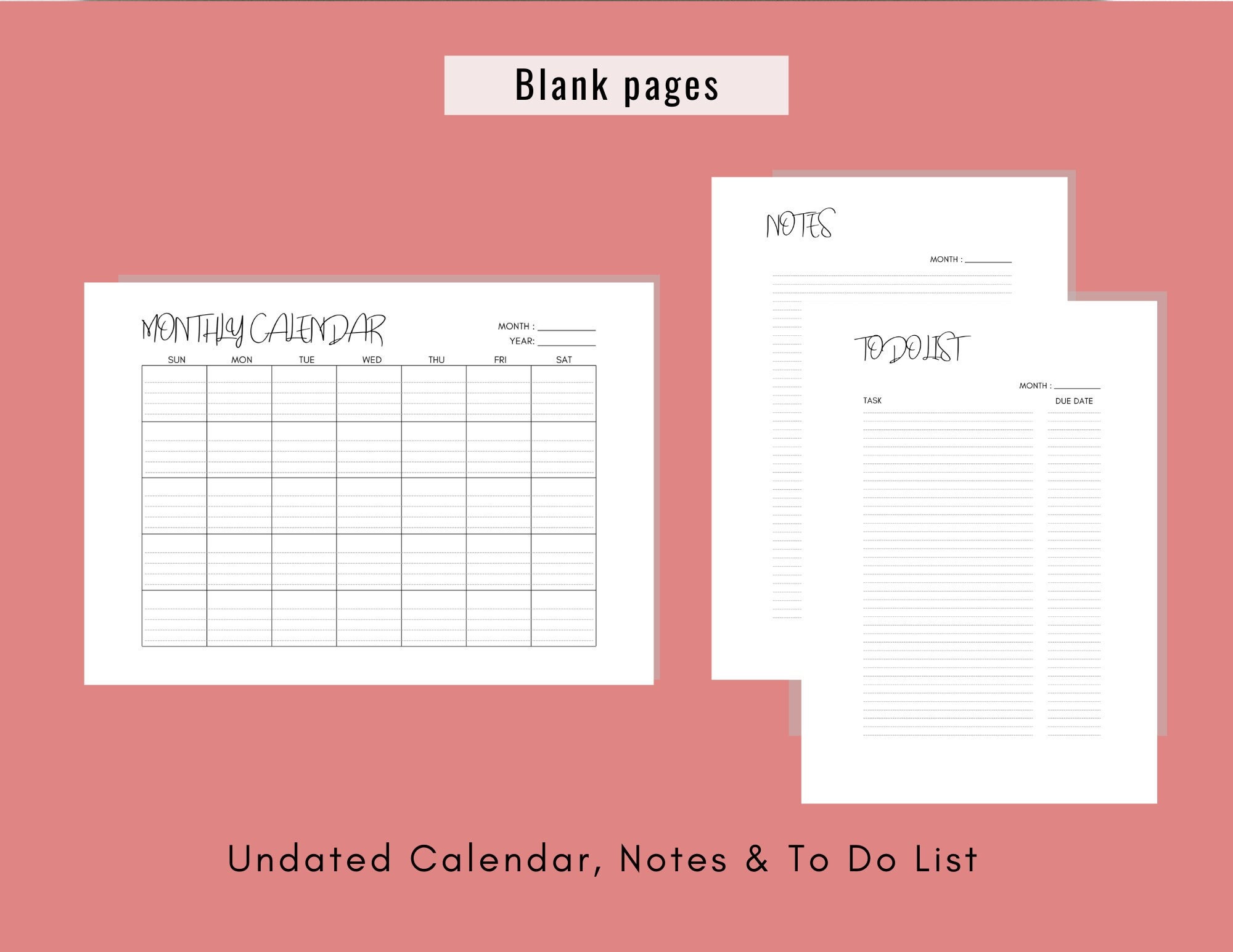 2022-2023 Monthly Calendar Landscape, Printable Calendar Template ...