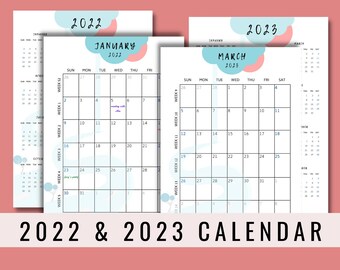 Calendars & Planners Paper Digital Undated Monthly Calendar 8.5x11 in ...