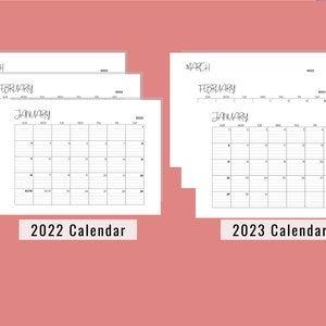 2022-2023 Monthly Calendar Landscape Printable Calendar | Etsy