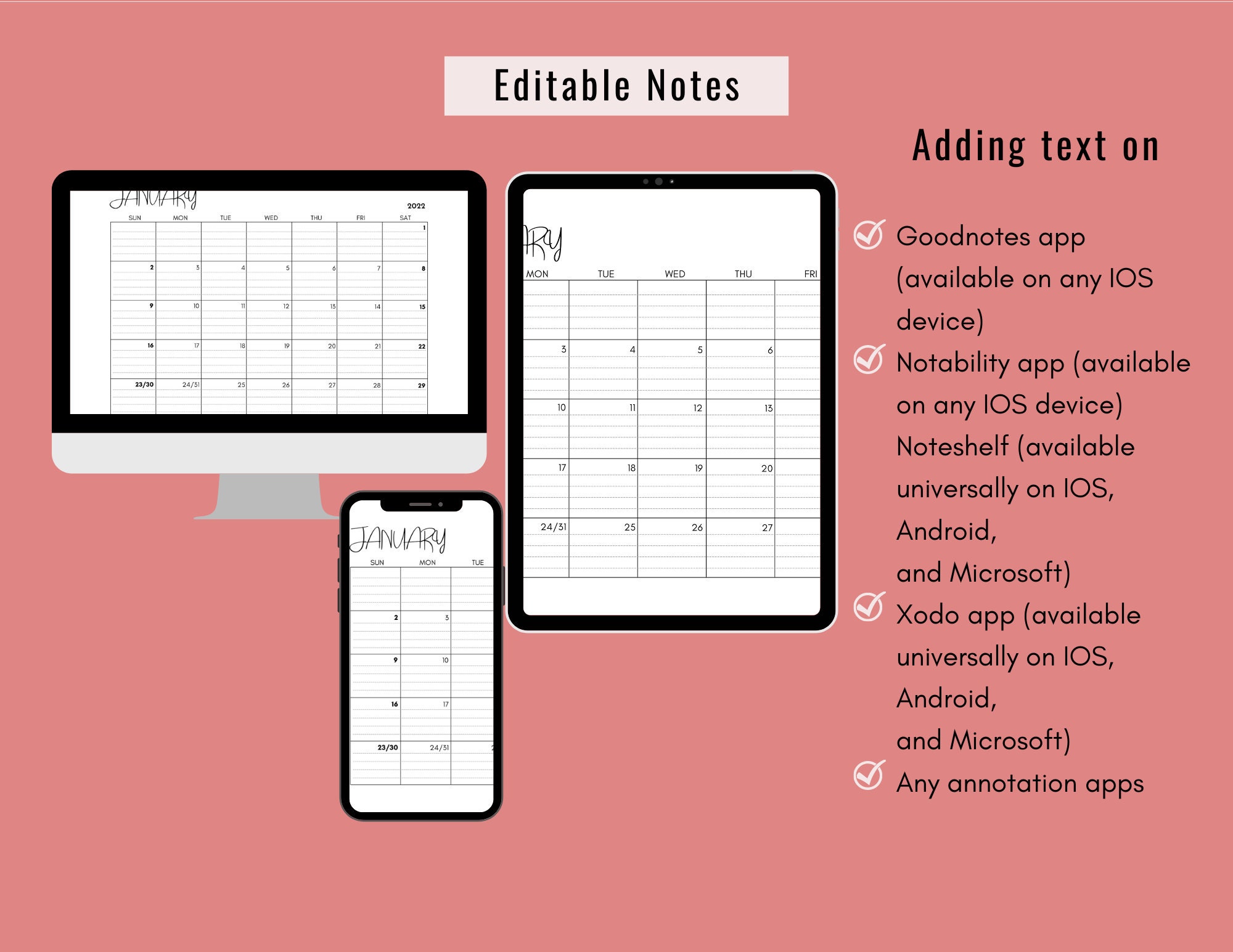 2022-2023 Monthly Calendar Landscape, Printable Calendar Template ...