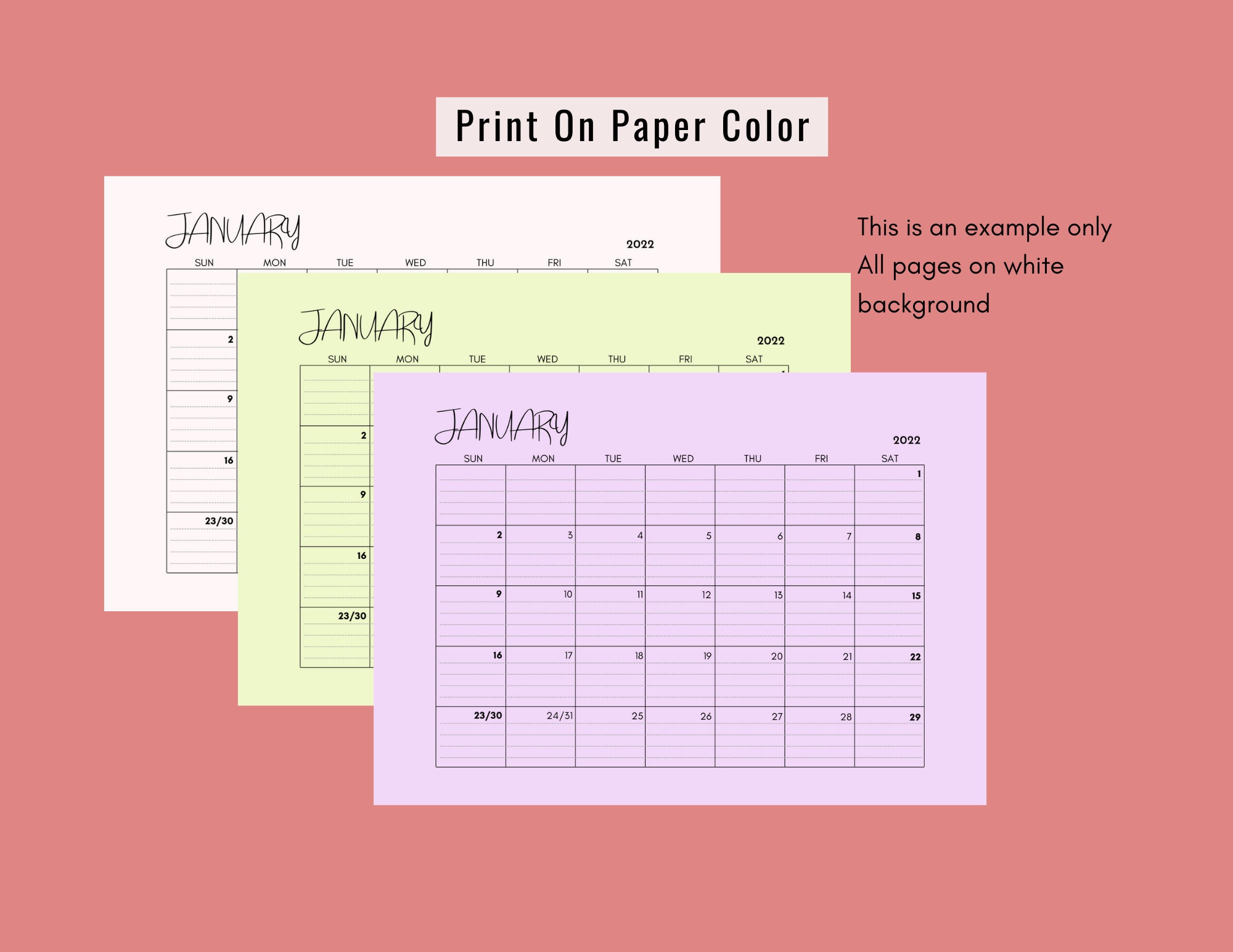 2022-2023 Monthly Calendar Landscape, Printable Calendar Template ...