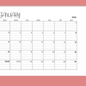 2022-2023 Monthly Calendar Landscape Printable Calendar - Etsy
