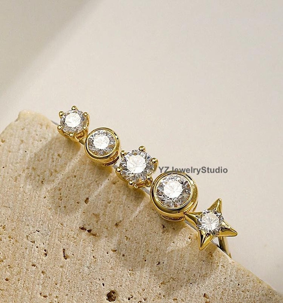 Tiny Diamond Studs 18k Solid Gold Screw Back Studs - Etsy