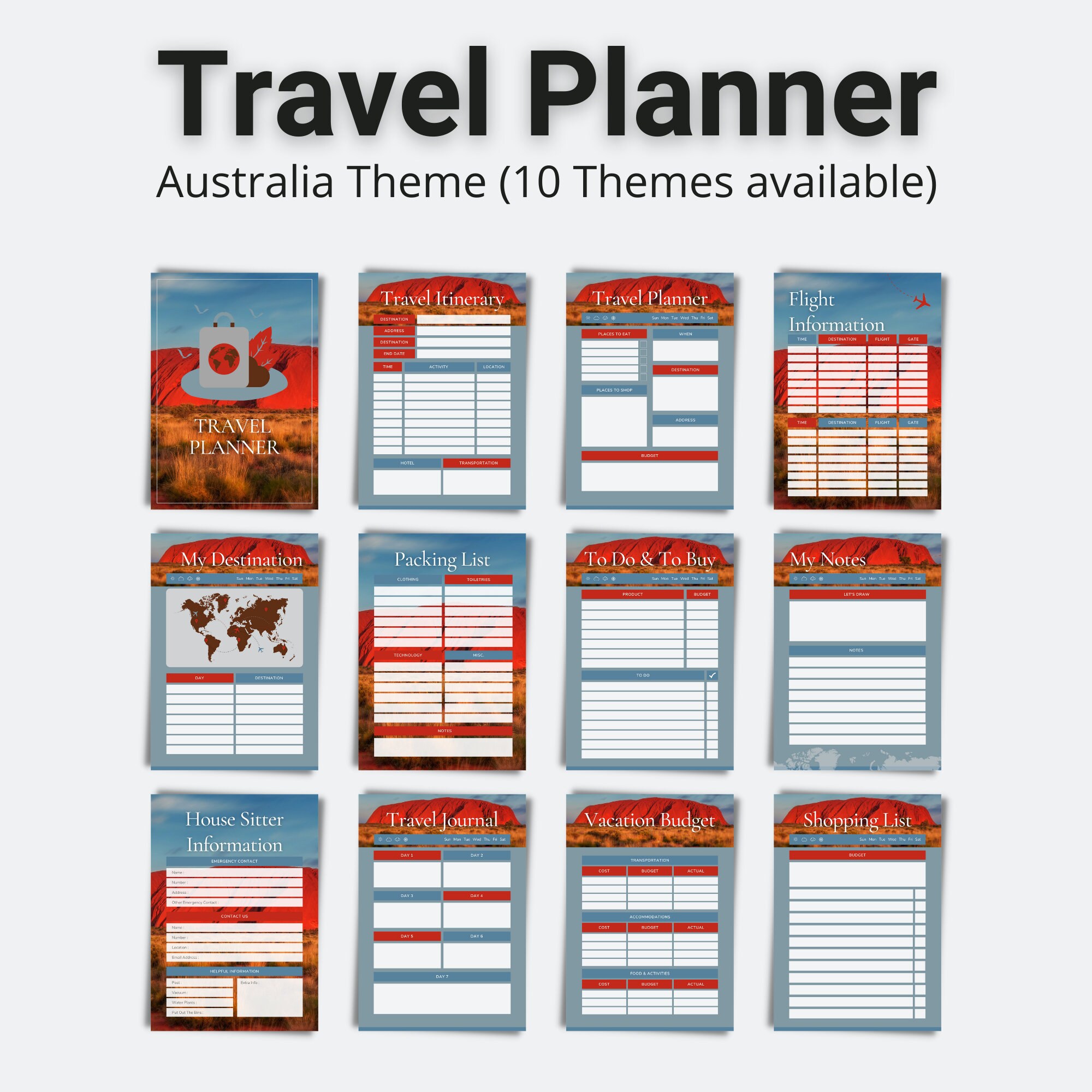 Digital Travel Planner Editable Travel Planner - Etsy