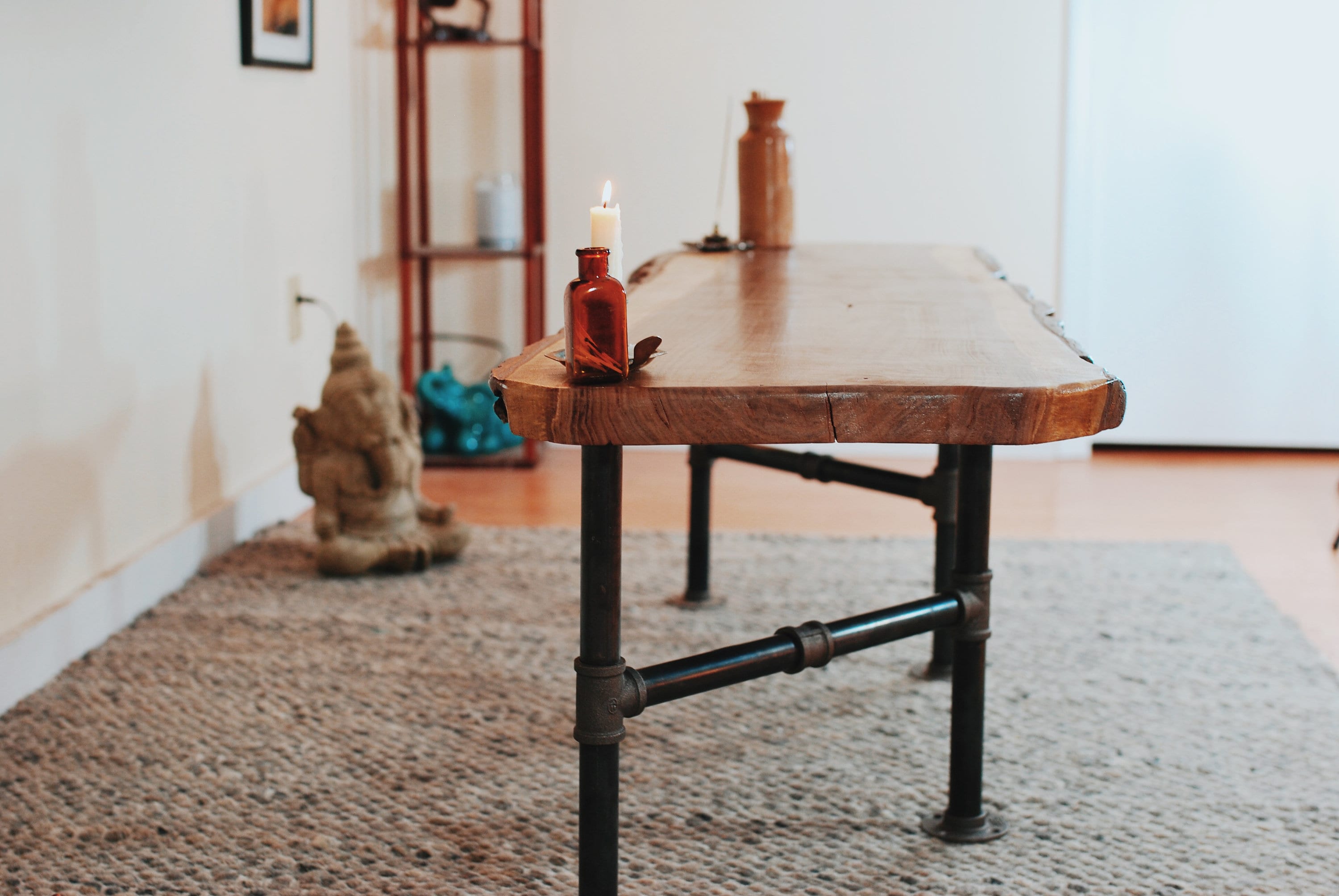 Black Walnut Coffee Table With Pipe Legs - Etsy