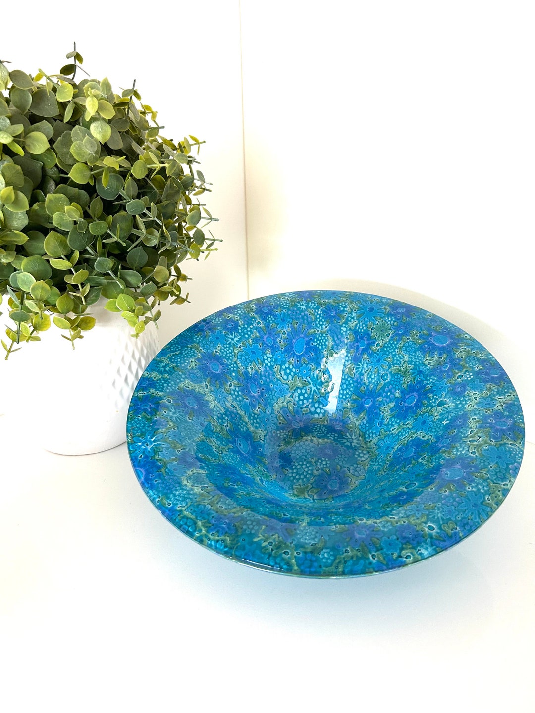 Vintage Large Higgins Pressed Glass Bowl Flower Design - Etsy