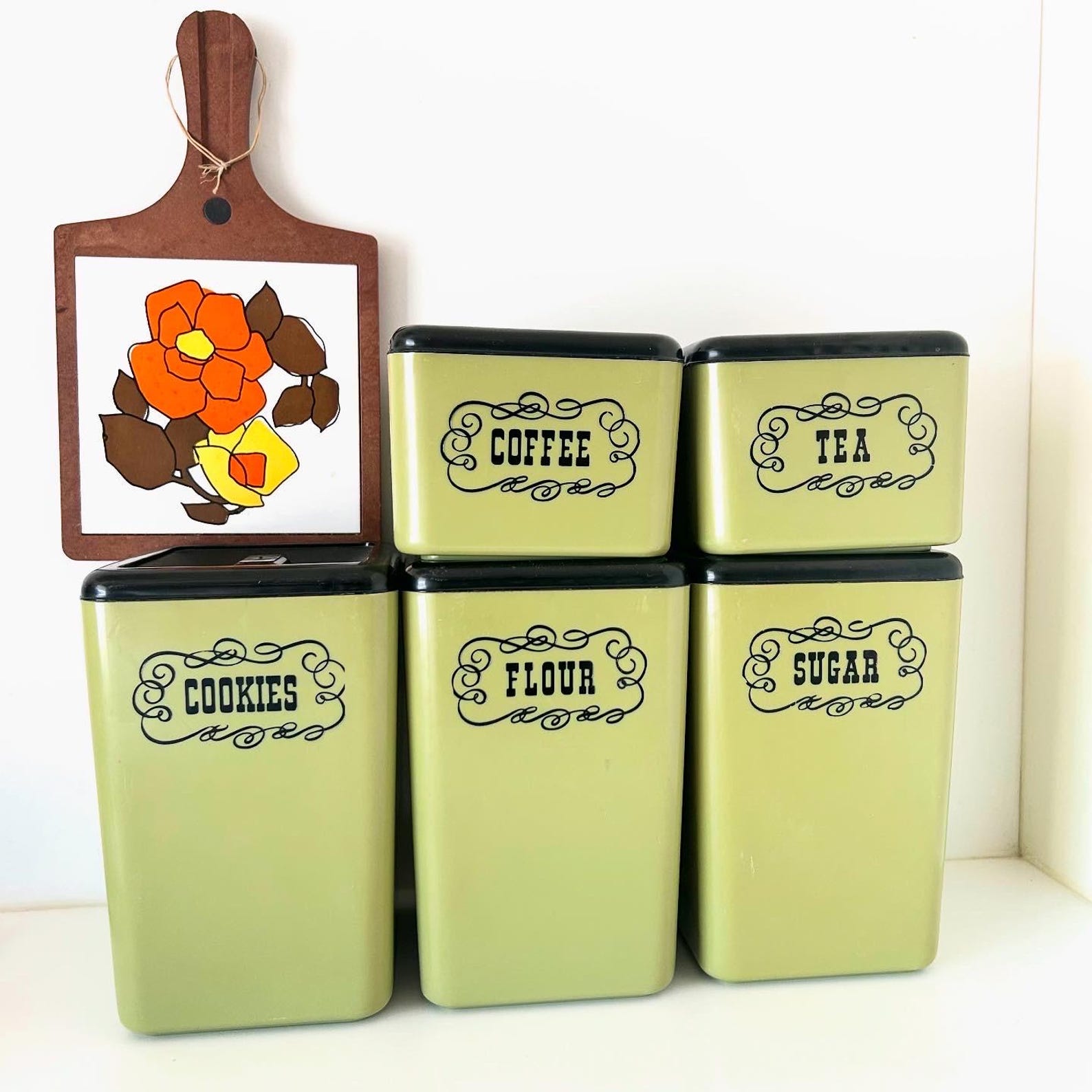 Vintage Beacon Avocado Green Kitchen Canister Set - Etsy
