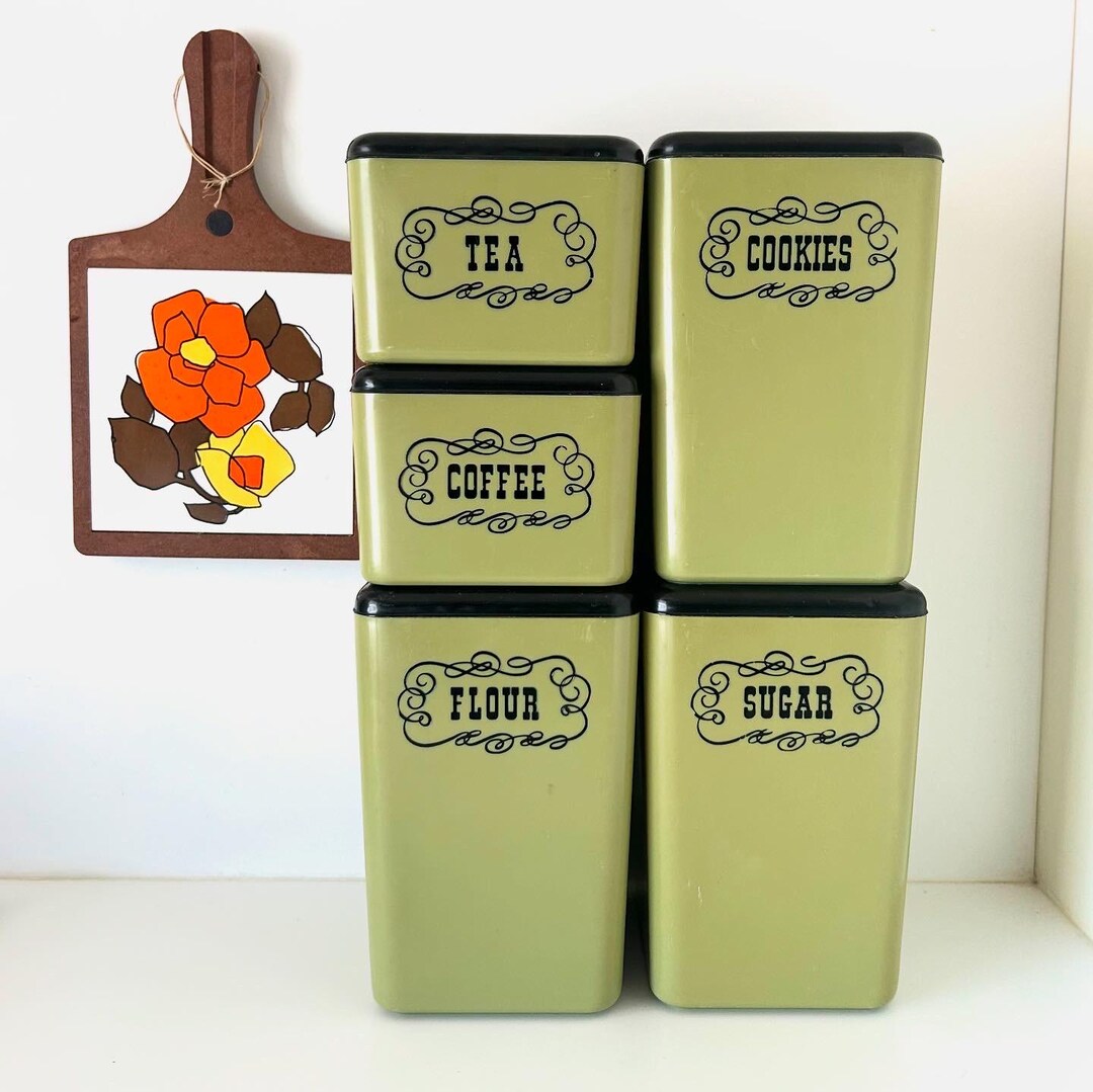Vintage Beacon Avocado Green Kitchen Canister Set - Etsy