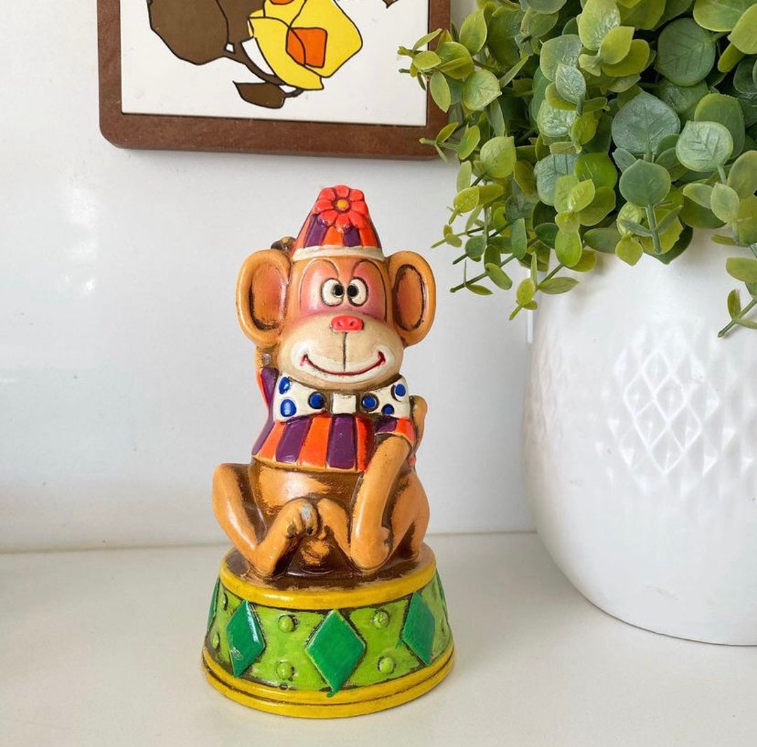 60s Vintage Circus Monkey Coin Bank - Etsy