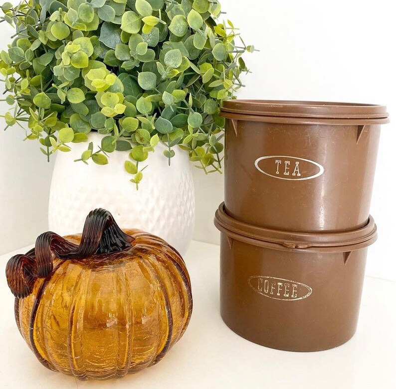 Vintage Tupperware Coffee Tea Browm Canister Set - Etsy