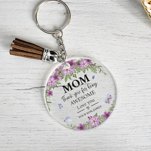 Cute Acrylic Keychain for Mom, Personalized Mothers Day Gifts, Round ...