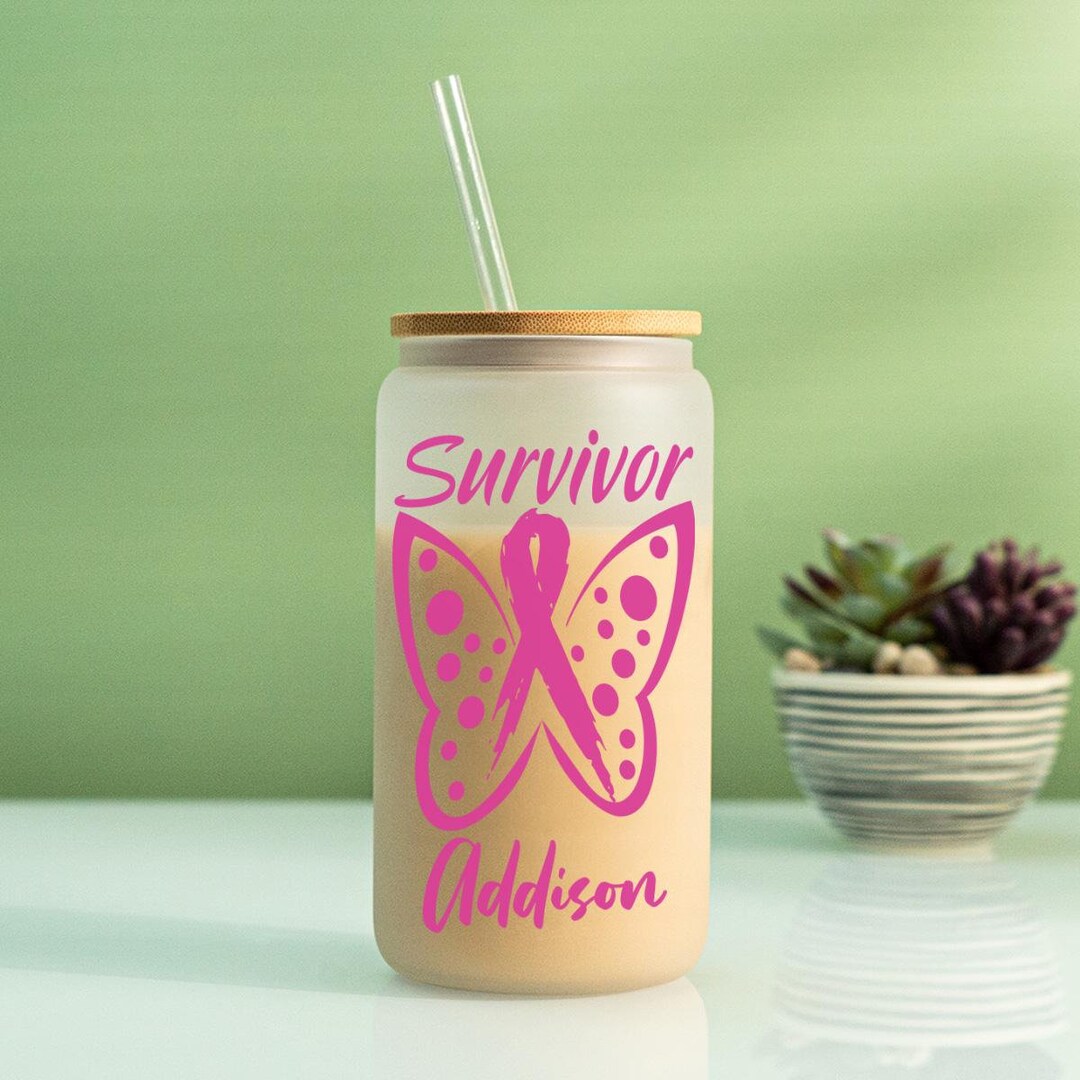 Survivor Glass Cup, Cancer Warrior Glass Cup, Cancer Fighter Glass Can ...