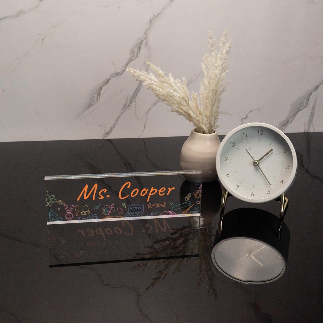 Custom Teacher Name Sign, Acrylic Nameplate for Principal, School Staff ...