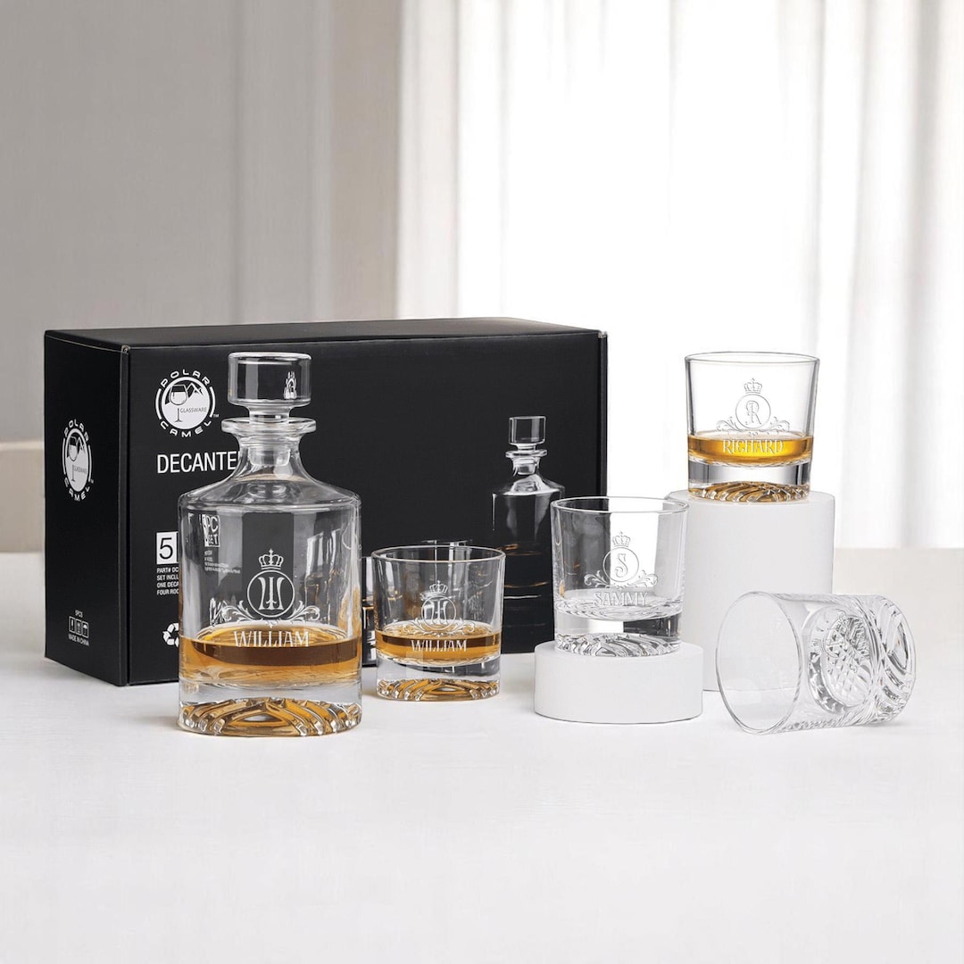 Personalized Laser Engraved Whiskey Set Box, Custom Fathers Day Gift ...