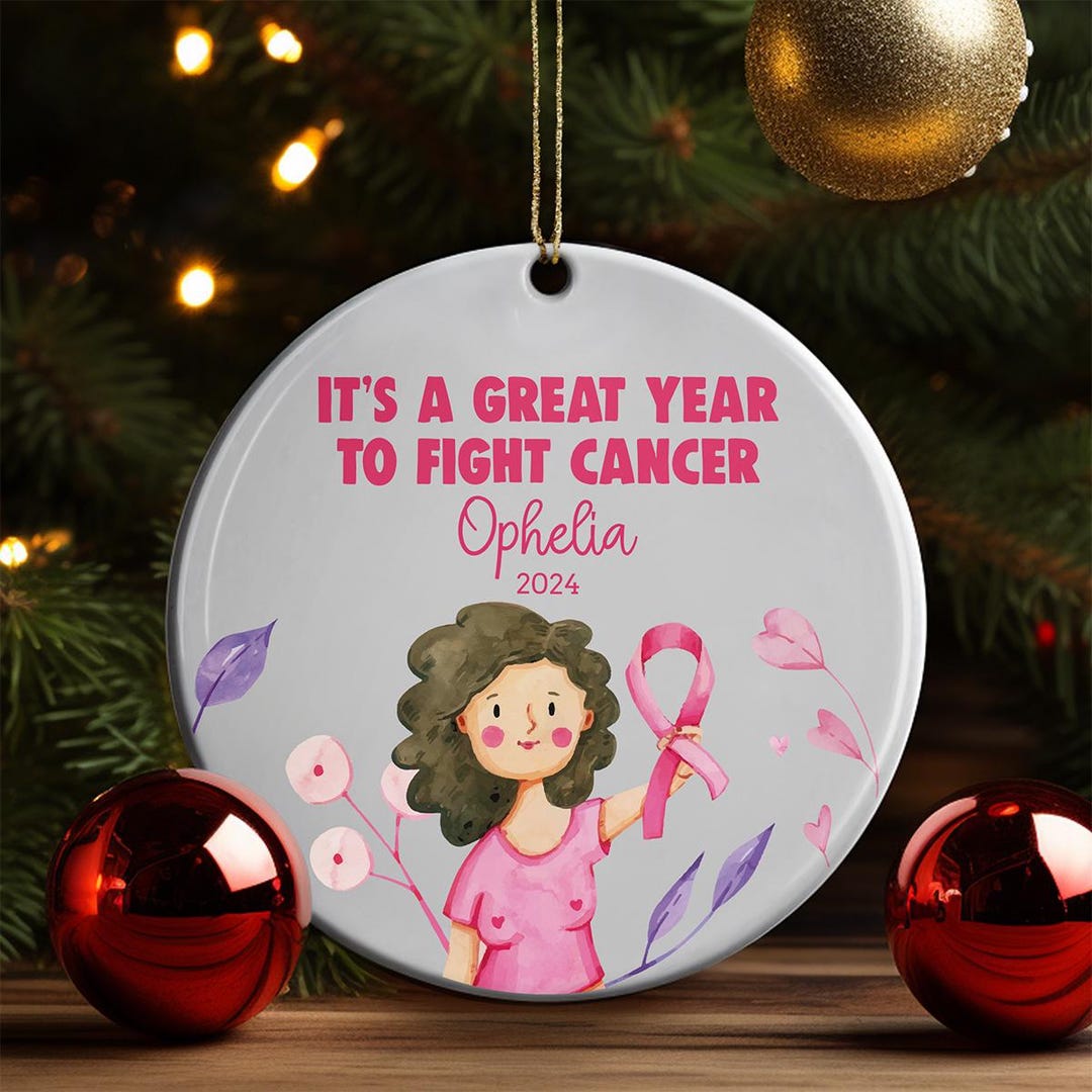 Cancer Ornament, Fight Cancer Ornament, Beating Breast Cancer Ornament ...