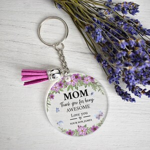 Cute Acrylic Keychain for Mom, Personalized Mothers Day Gifts, Round ...