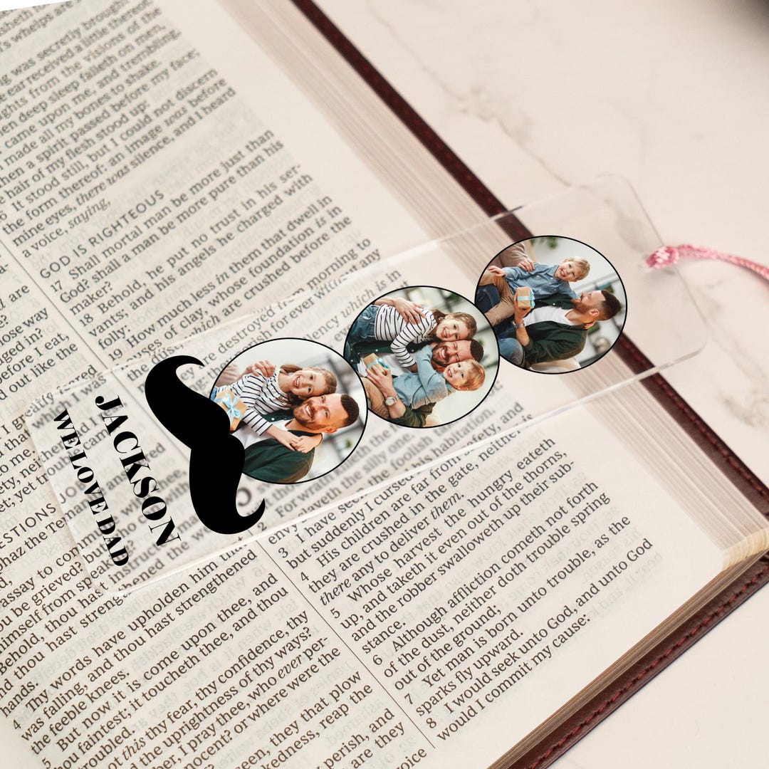 We Love Dad Photo Bookmark, Personalized Acrylic Bookmark, Three ...