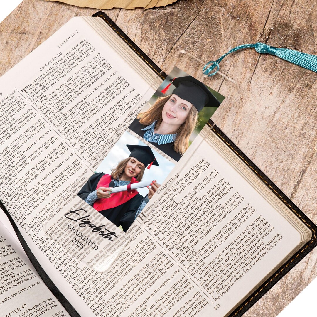 Double Photo Graduation Gift Bookmark, Graduate Name Year Bookmark ...