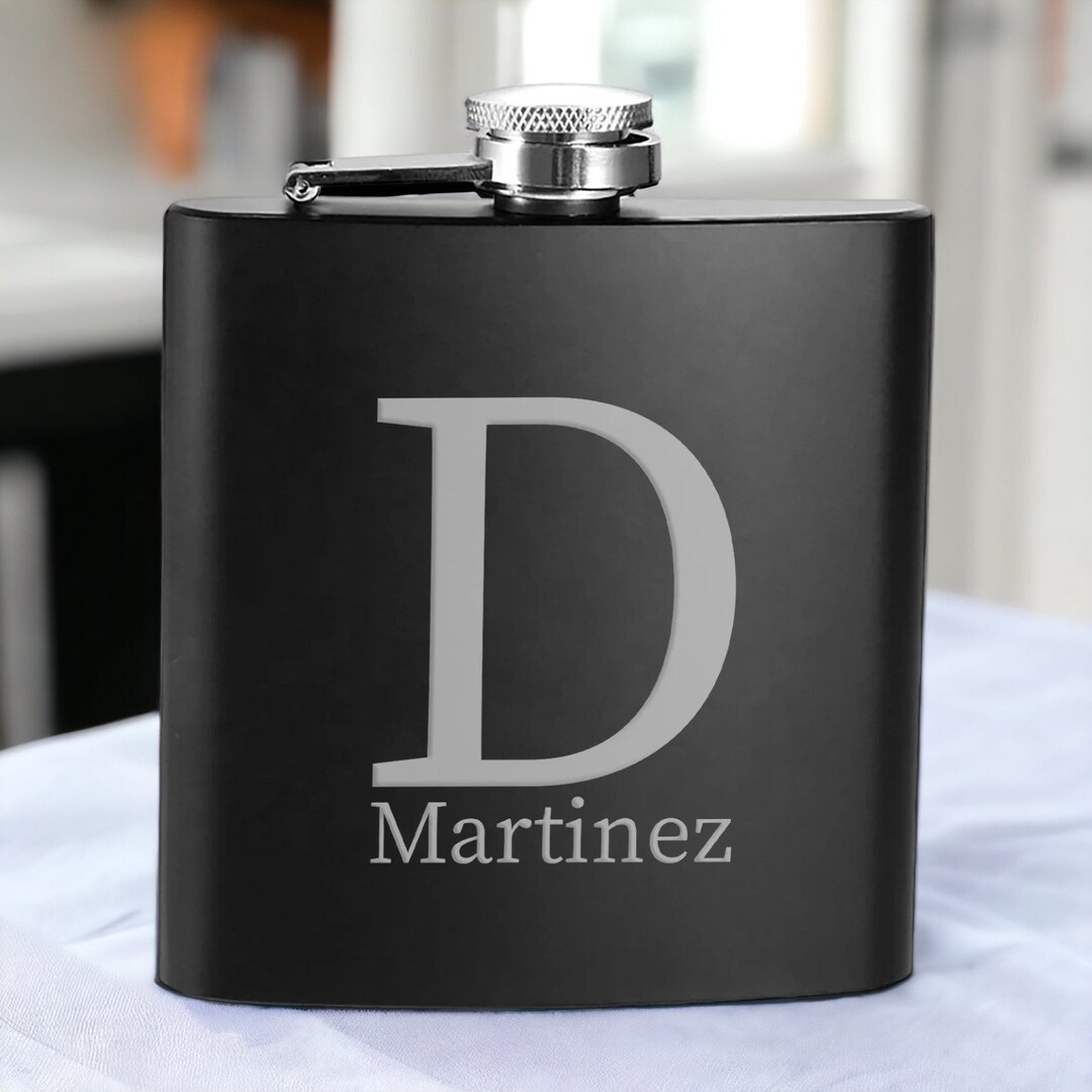 Black Flask Set, Personalized Engraved Flask for Men, Fathers Day Gifts ...