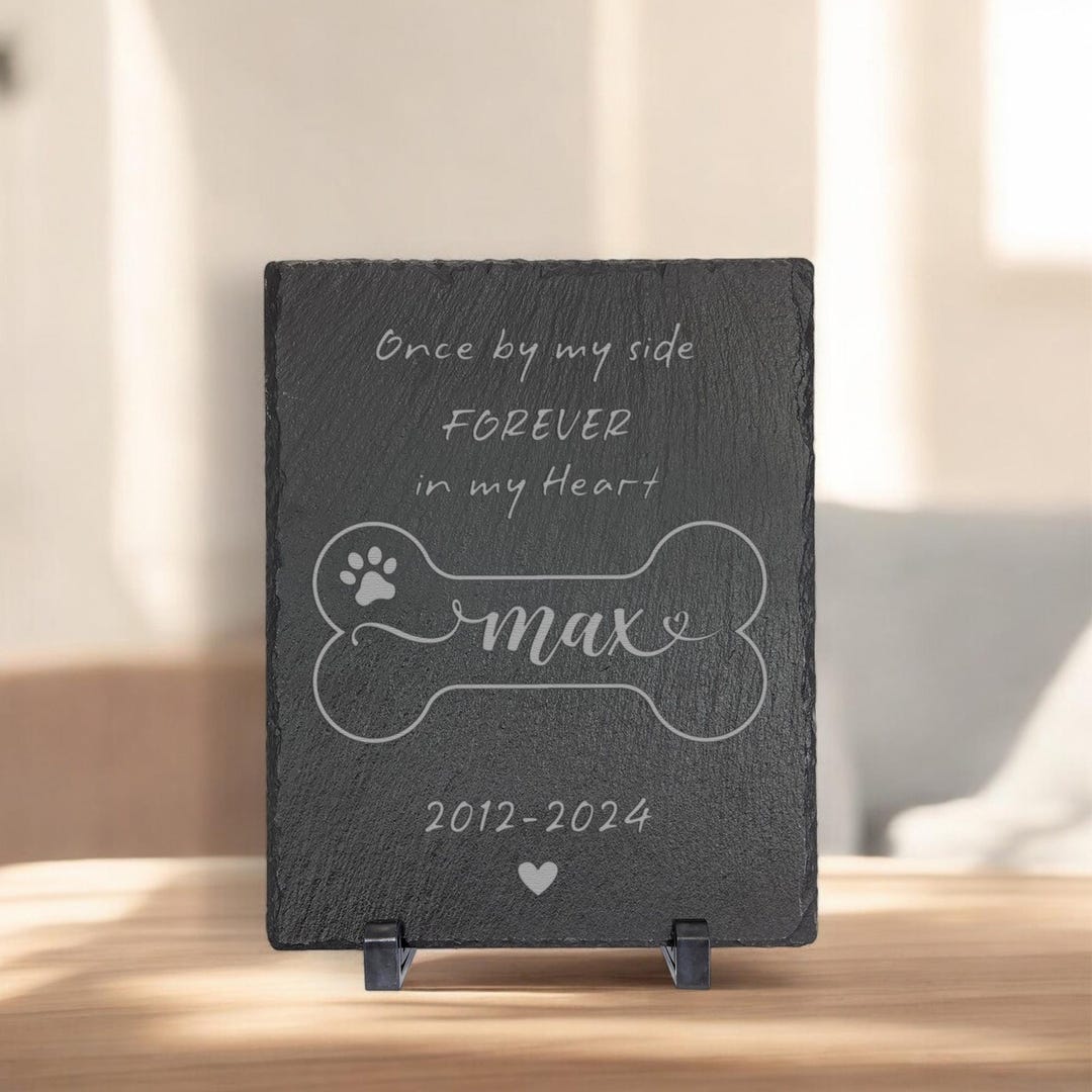 Dog Memorial Stone Slate, Laser Engraved Stone, Dog Owner Gifts ...