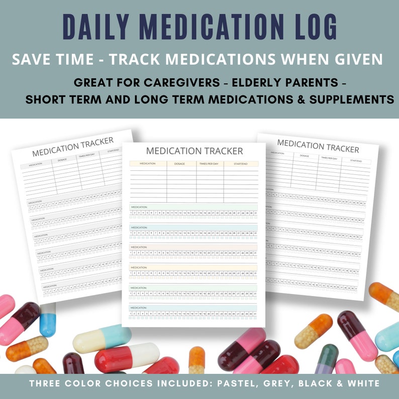 Daily Medication Log, Medication Tracker, Printable Medication List ...