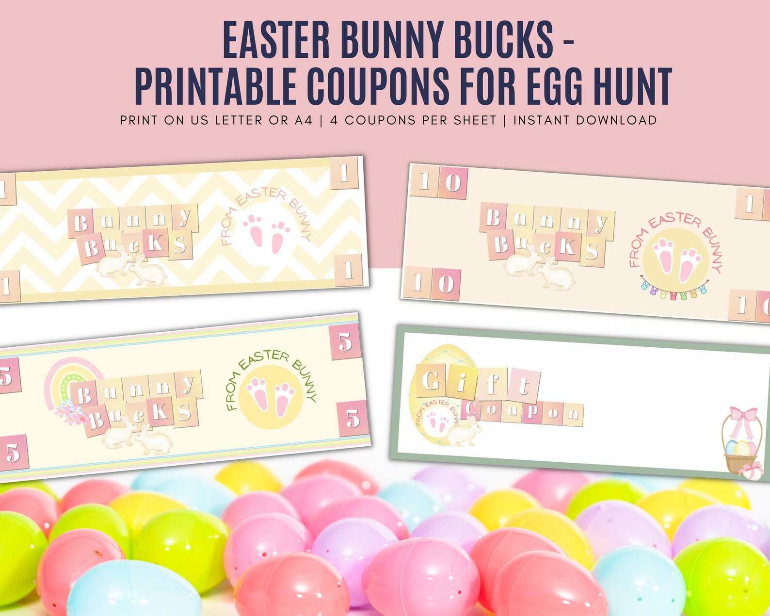 Easter Bunny Bucks Printable Easter Play Money, Easter Egg and Egg Hunt ...