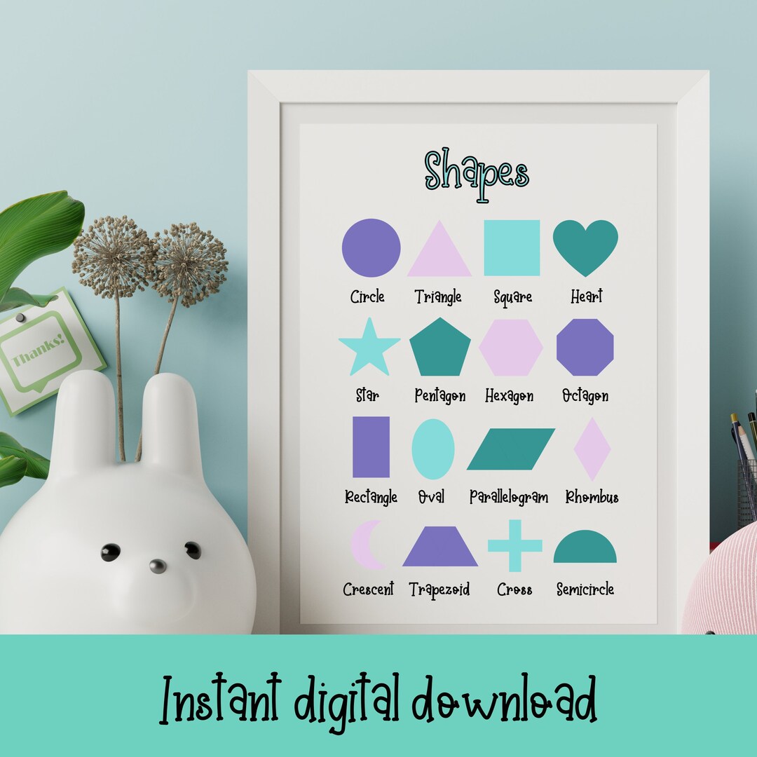 Shapes Educational Poster - Pastels | Instant Download | Playroom ...