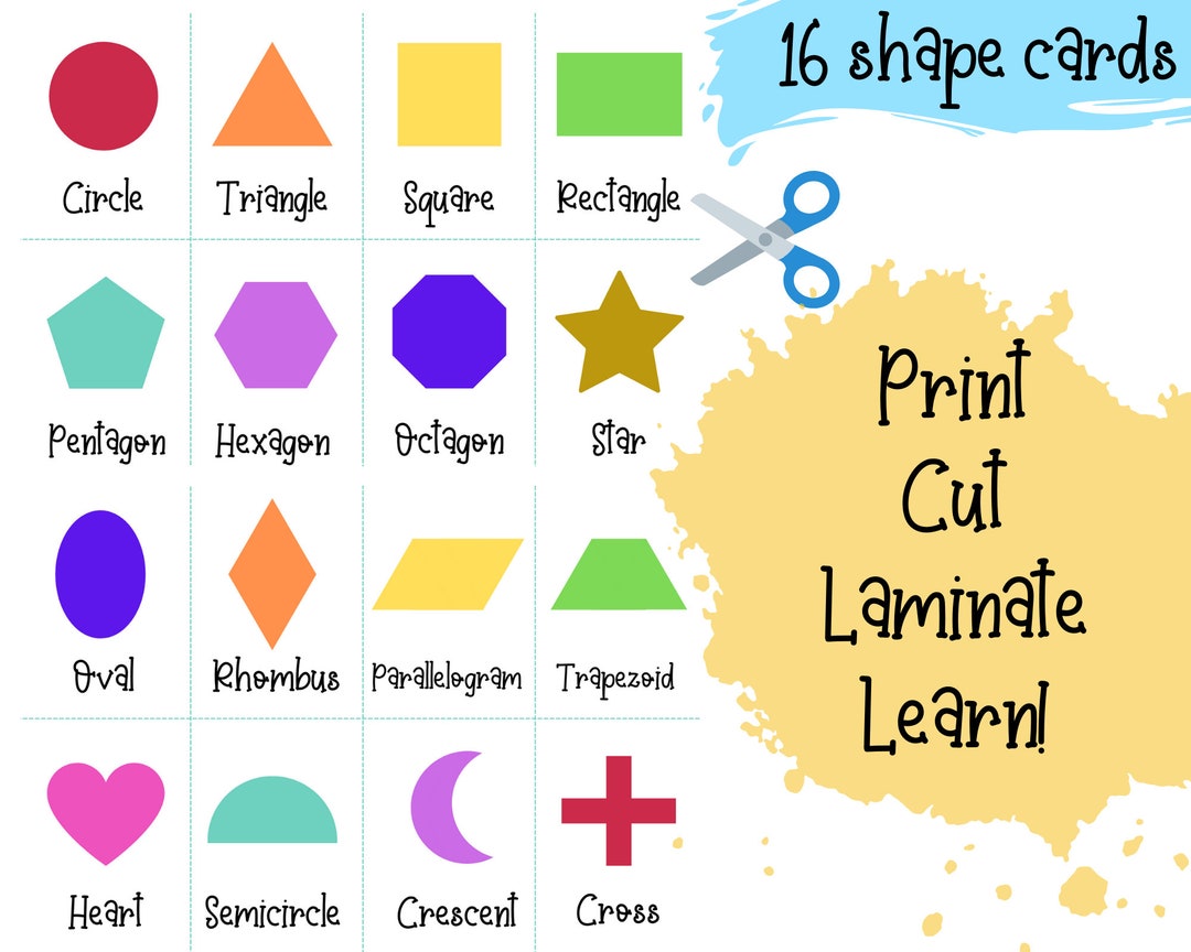 Shapes Flashcards - Colour Version | Set of 16 Printable Cards ...