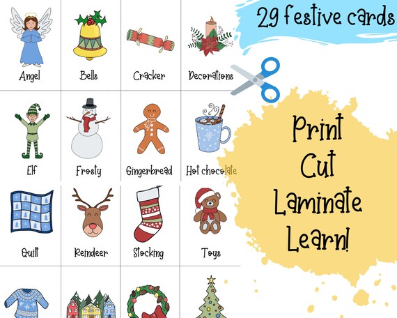 Christmas ABC Flashcards Holiday Vocabulary Cards Set of - Etsy